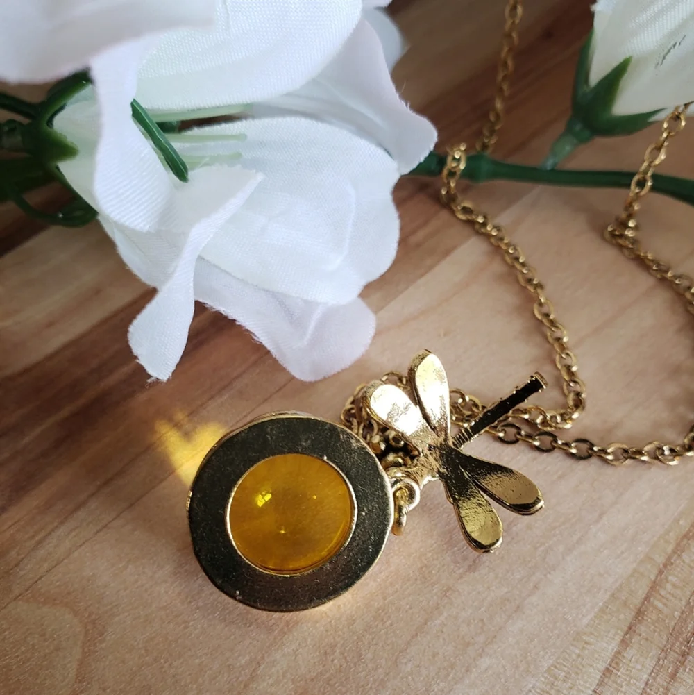 PONCRAFTS | Jewelry | Vintage Dragonfly Moon Stone Necklace Yellow ...